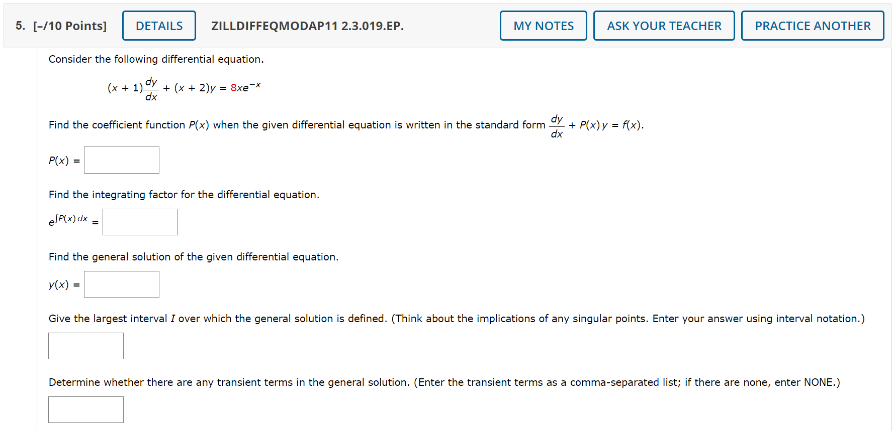 Solved 5. [-/10 Points] DETAILS ZILLDIFFEQMODAP11 | Chegg.com