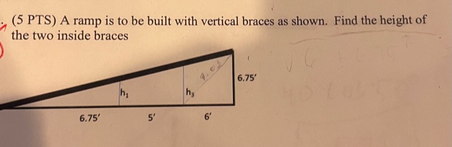 Solved (5 PTS) A ramp is to be built with vertical braces as | Chegg.com