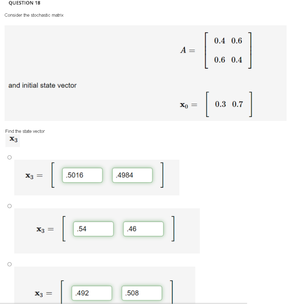 Solved Consider the stochastic matrix A=[0.40.60.60.4] and | Chegg.com