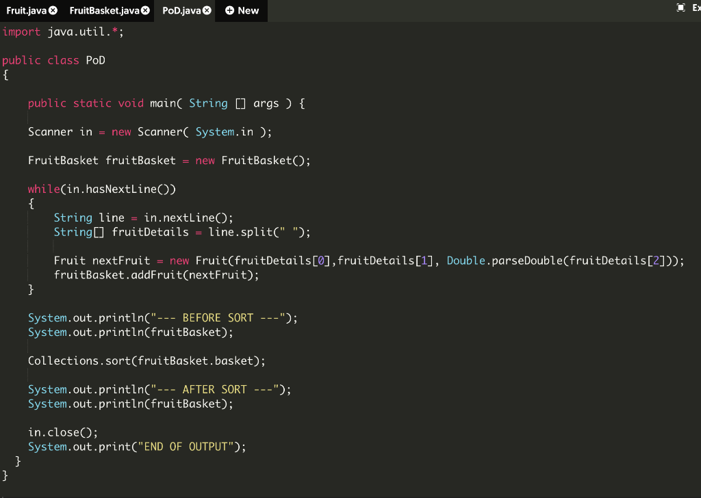 Solved Today you will be given a Fruit class as well as a | Chegg.com
