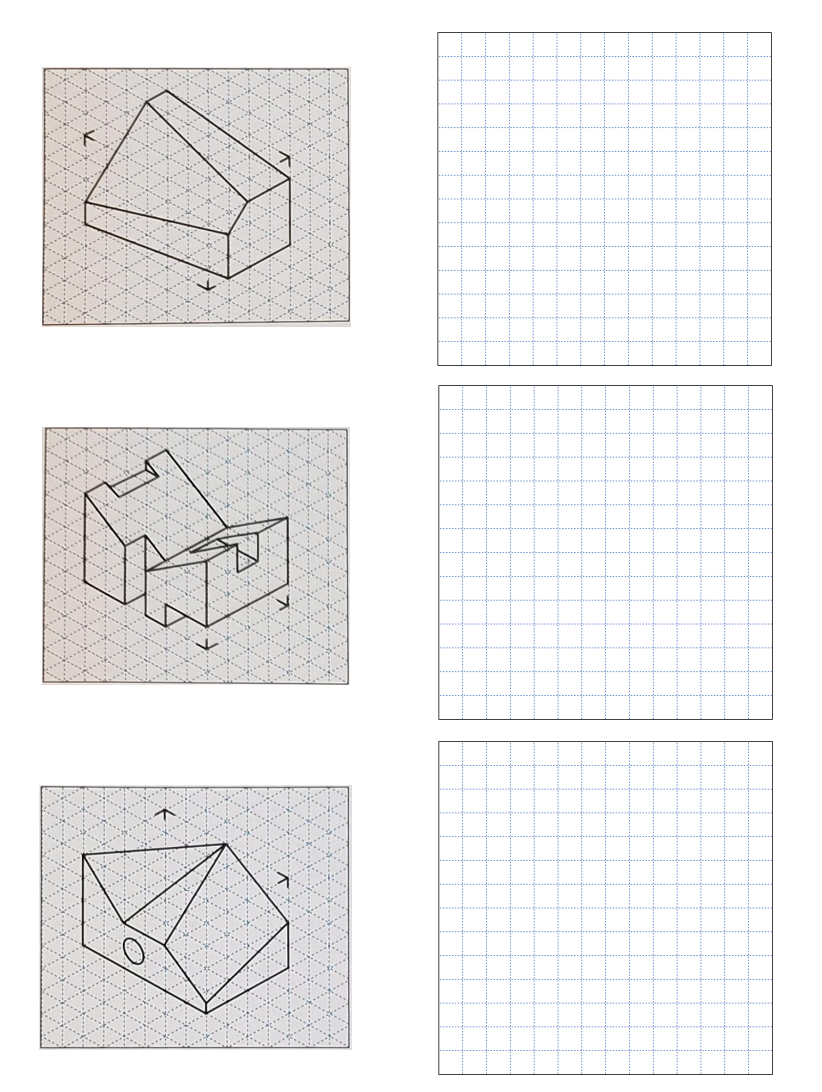 Solved Sketch the front, top and right (side) views of the | Chegg.com