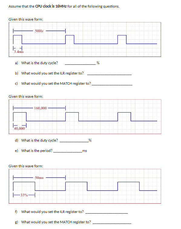 Solved Assume that the CPU clock is 16MHz for all of the | Chegg.com