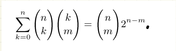 Solved ∑k=0n(nk)(km)=(nm)2n−m | Chegg.com