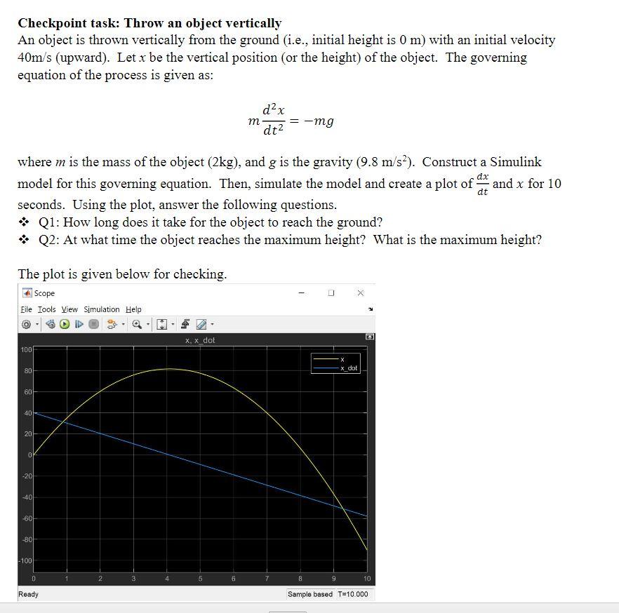 Solved Checkpoint task: Throw an object vertically An object | Chegg.com