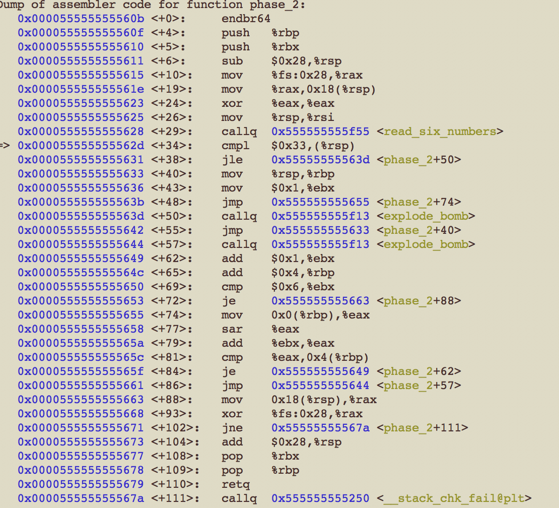 Solved xor Dump of assembler code for function phase_2: | Chegg.com