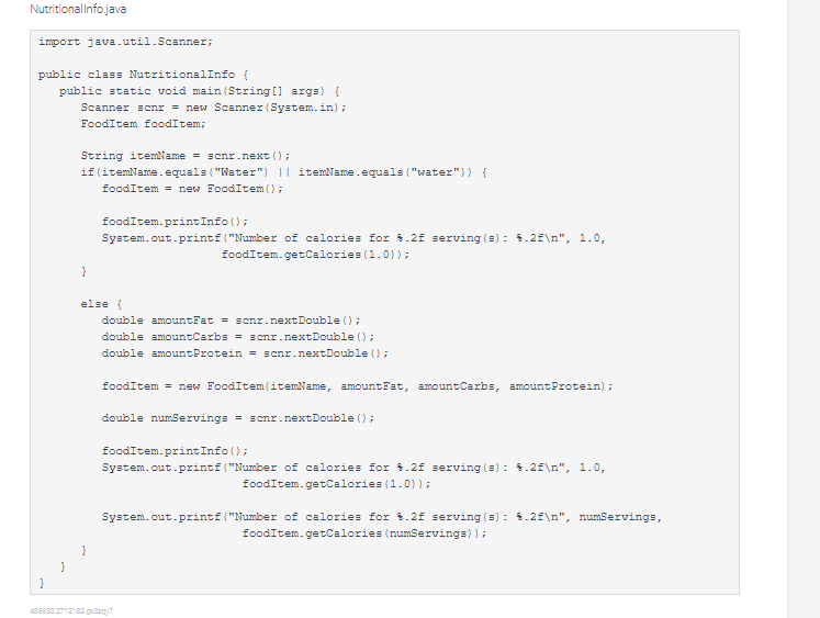 Solved 8.1 LAB (LM): Nutritional information | Chegg.com