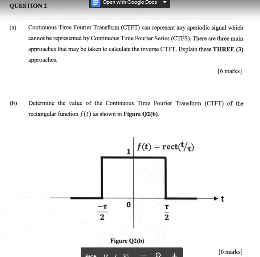 QUESTION 2 Open with Google Docs (a) Continuous Time | Chegg.com