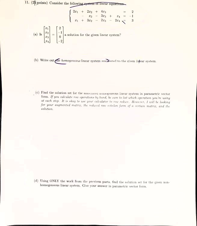 Solved 11. (2p points) Consider the following syetem of | Chegg.com
