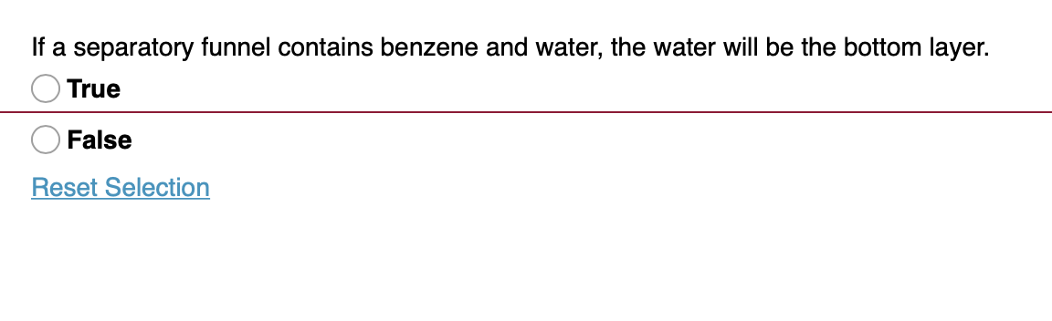 Solved If a separatory funnel contains benzene and water, | Chegg.com
