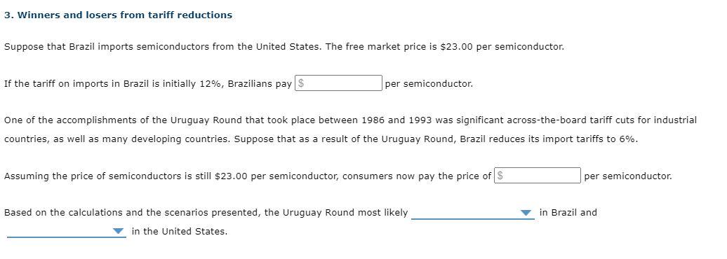 Solved 3. Winners and losers from tariff reductions Suppose | Chegg.com