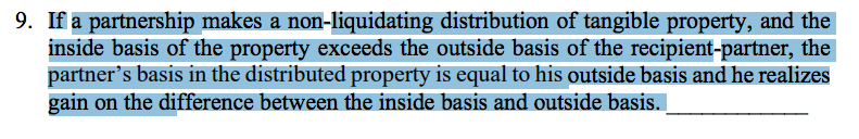 Solved 9. If a partnership makes a non-liquidating | Chegg.com