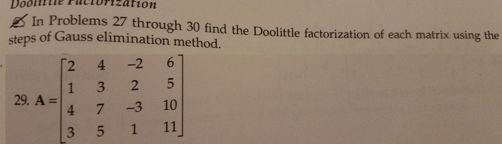 Solved In Problems 27 through 30 find the Doolittle | Chegg.com