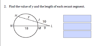 Solved 2. Find the value of y and the length of each secant | Chegg.com