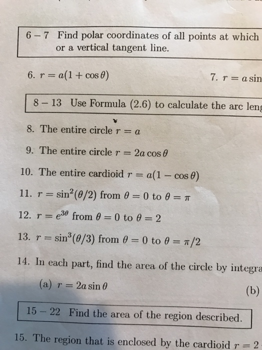 Solved The entire circle r = a. The entire circle r = 2a | Chegg.com