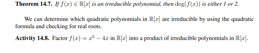 Solved Theorem 14.7. If f(x) € R[x] is an irreducible | Chegg.com