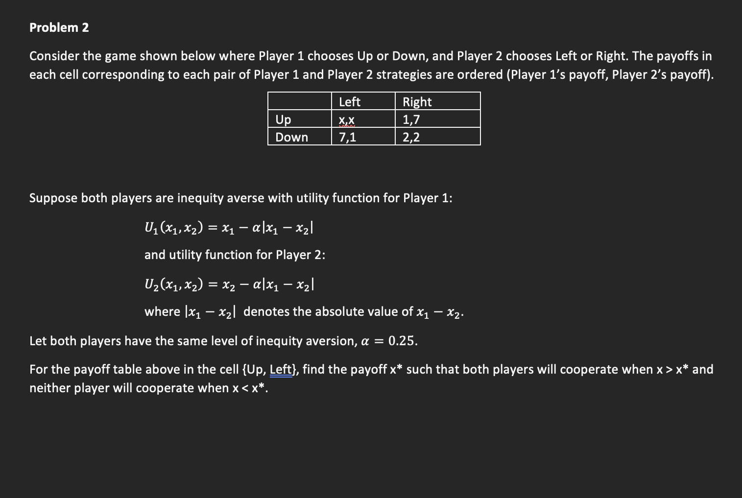 Solved Problem 2 Consider the game shown below where Player | Chegg.com