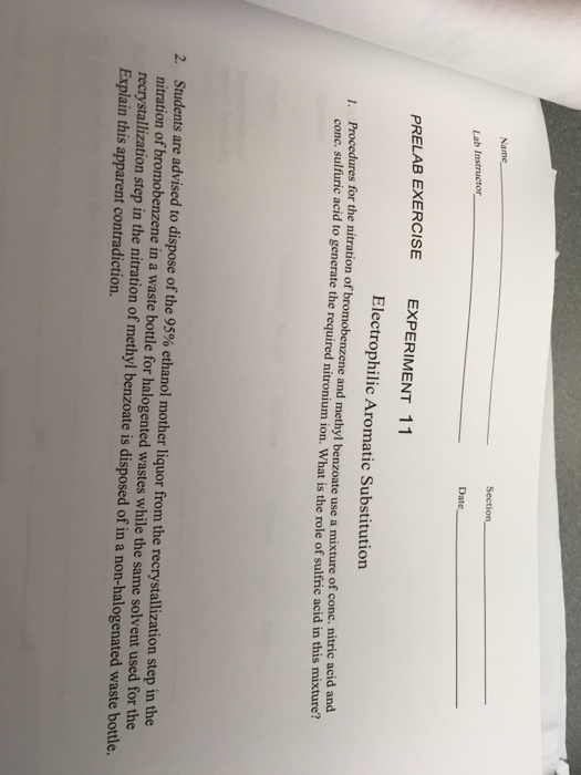 Solved Name Section Lab Instructor Date PRELAB EXERCISE | Chegg.com