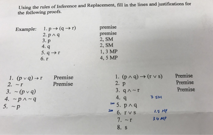 Solved Using the rules of Inference and Replacement, fill in | Chegg.com
