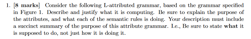 1. (8 marks] Consider the following L-attributed | Chegg.com