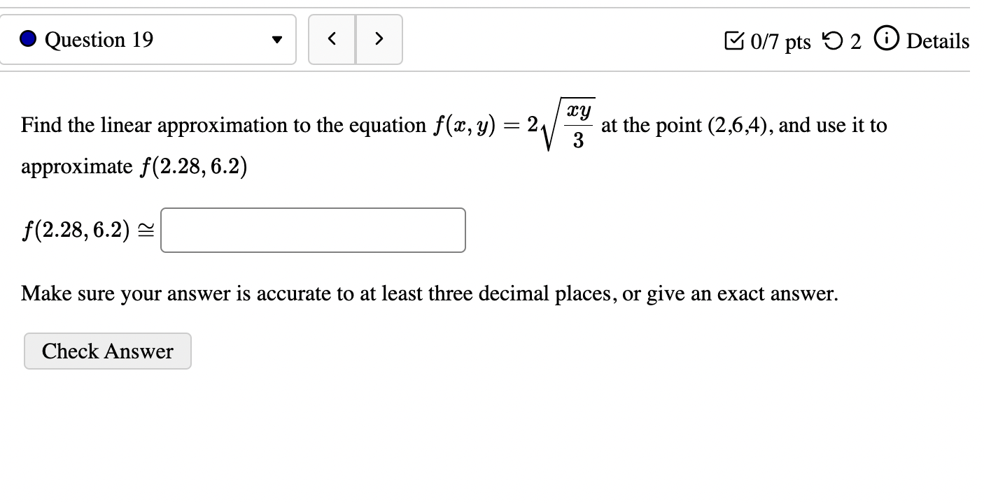 Solved Find the linear approximation to the equation | Chegg.com