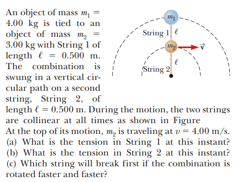 Solved An object of mass m1=4.00kg ﻿is tied to anobject of | Chegg.com