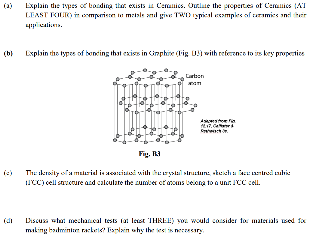 Solved (a) Explain the types of bonding that exists in | Chegg.com