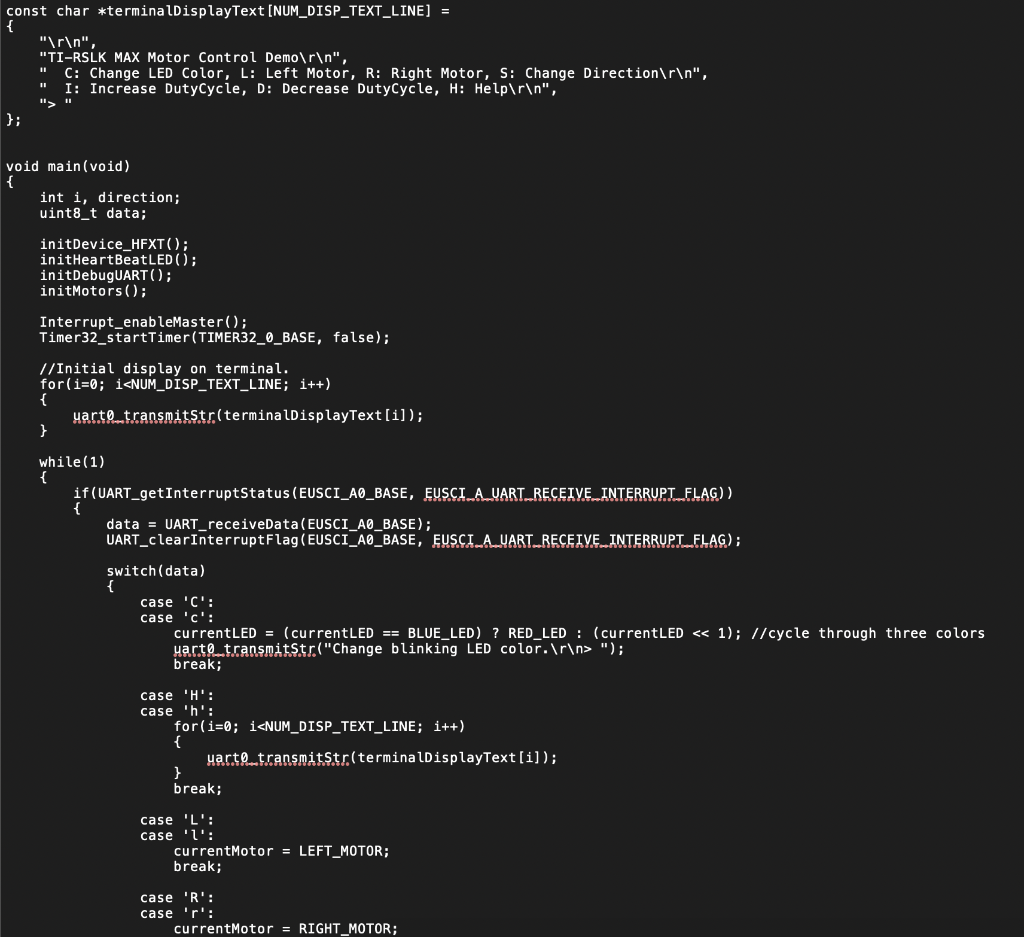 This is a basic sample code (using CCS) for the motor | Chegg.com