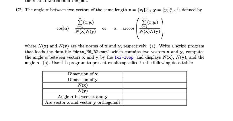 Solved the related Matlab and the plot. C2: The angle a | Chegg.com