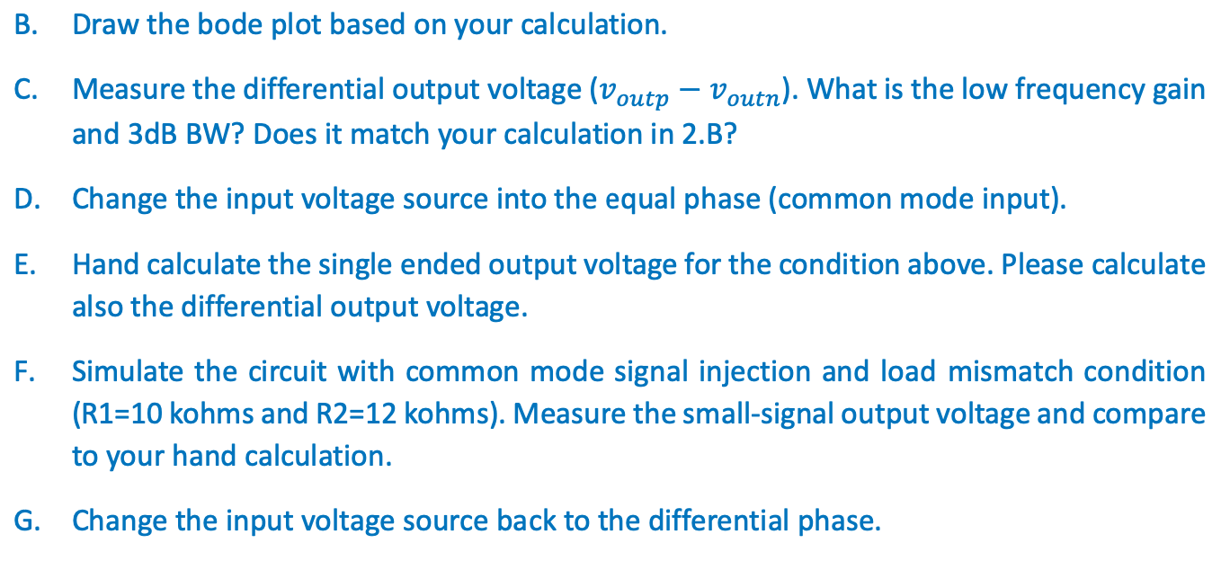 Solved Task 1: Construct the single stage differential | Chegg.com