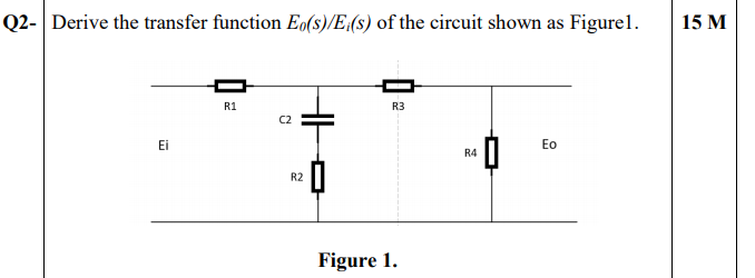 Solved Q2- Derive the transfer function Eo(s)/E:(s) of the | Chegg.com