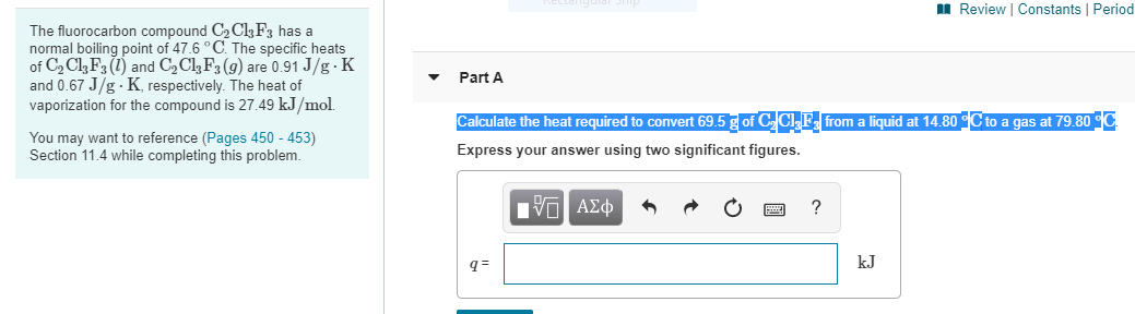 Solved Review | Constants Period Part A The fluorocarbon | Chegg.com