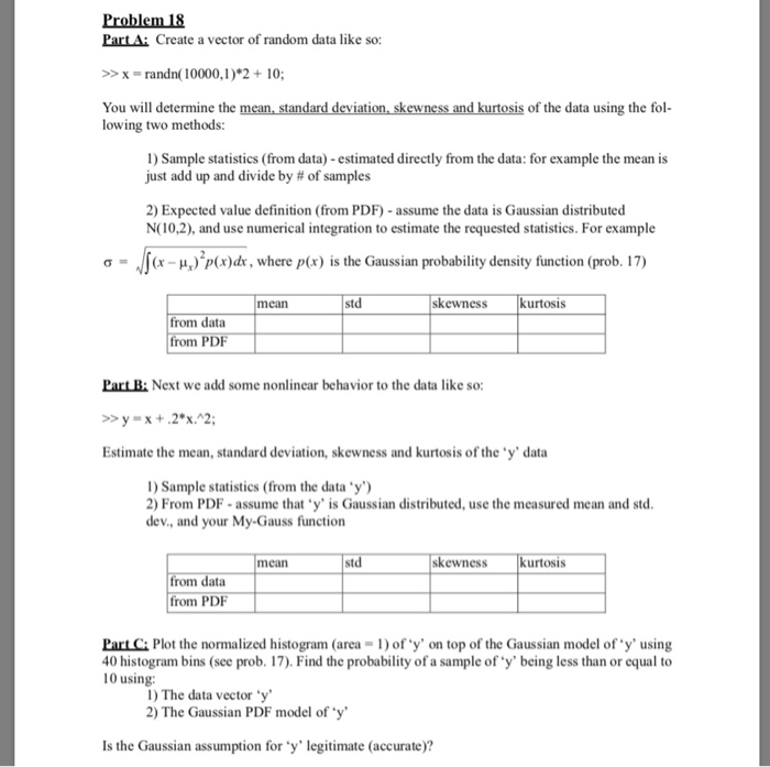 Solved PartA: Create a vector of random data like so: | Chegg.com