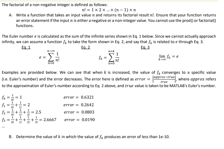 The factorial of a non-negative integer is defined as | Chegg.com