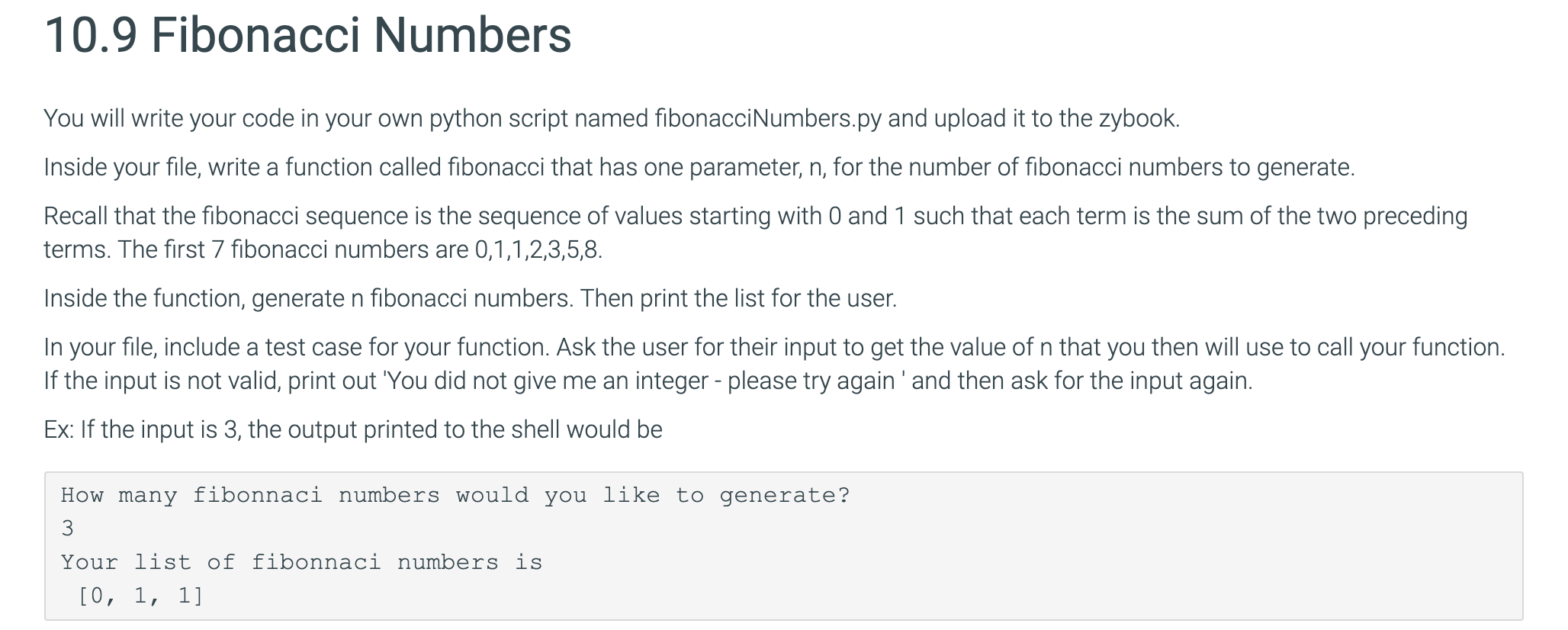 Solved 10.9 Fibonacci Numbers You will write your code in | Chegg.com