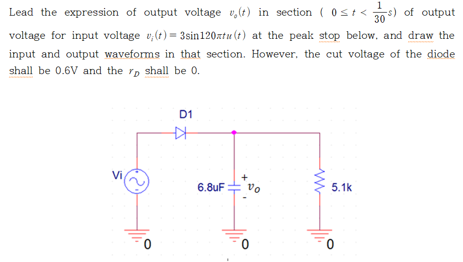 Solved 1 Lead the expression of output voltage vo(t) in | Chegg.com