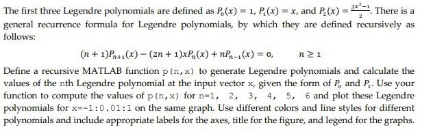 Solved The first three Legendre polynomials are defined as | Chegg.com