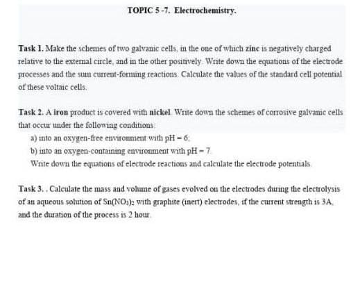 TOPIC 5-7. Electrochemistry. Task 1. Make the schemes | Chegg.com