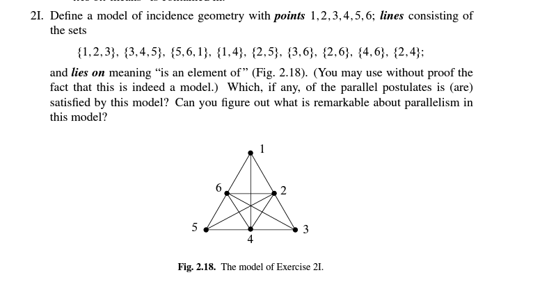 Solved 21. Define a model of incidence geometry with points | Chegg.com