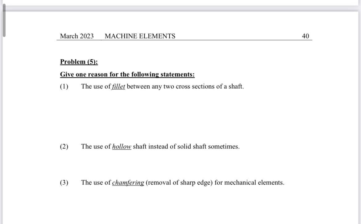 Solved Problem (5): Give one reason for the following | Chegg.com