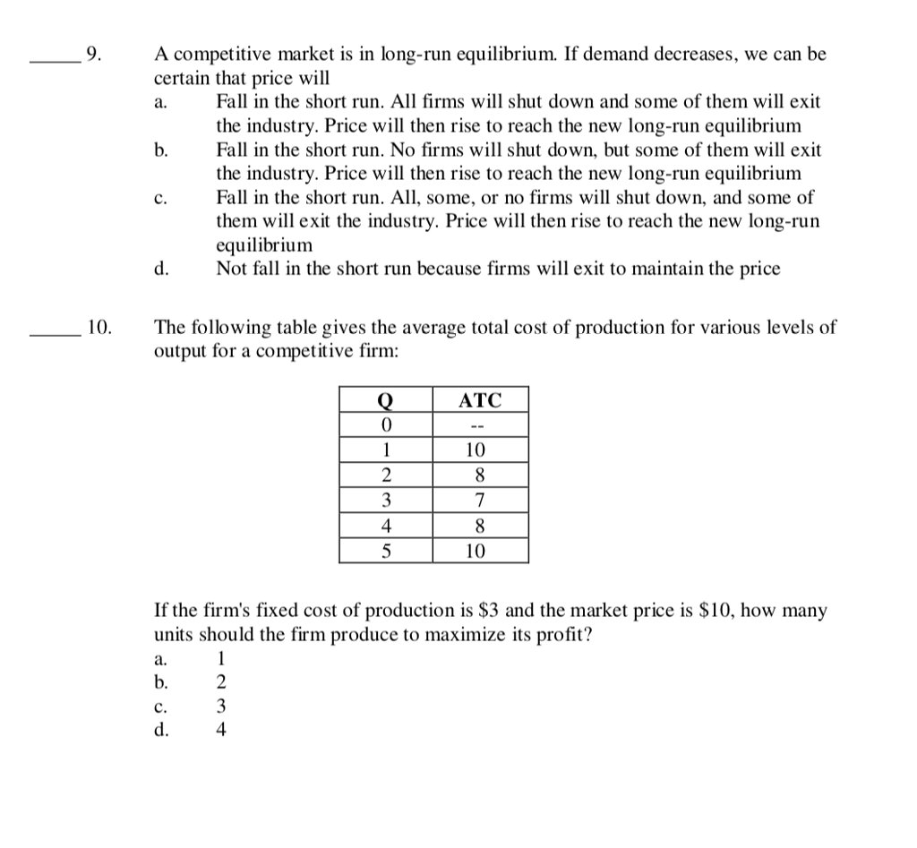 Solved A competitive market is in long-run equilibrium. If | Chegg.com
