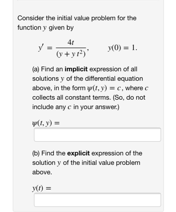 Solved Consider the initial value problem for the function y | Chegg.com