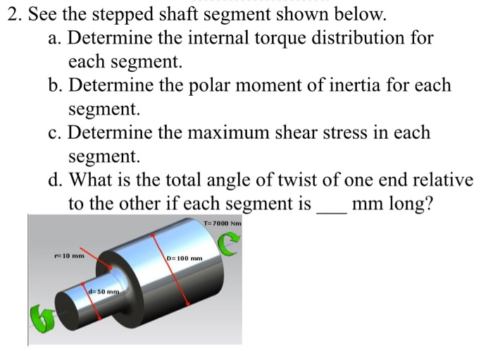 Solved 2. See the stepped shaft segment shown below a. | Chegg.com
