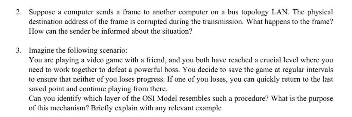 Solved 2. Suppose a computer sends a frame to another | Chegg.com