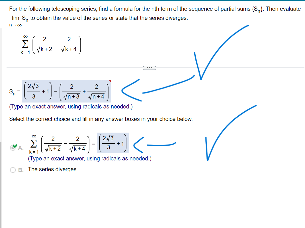 Solved For the following telescoping series, find a formula | Chegg.com
