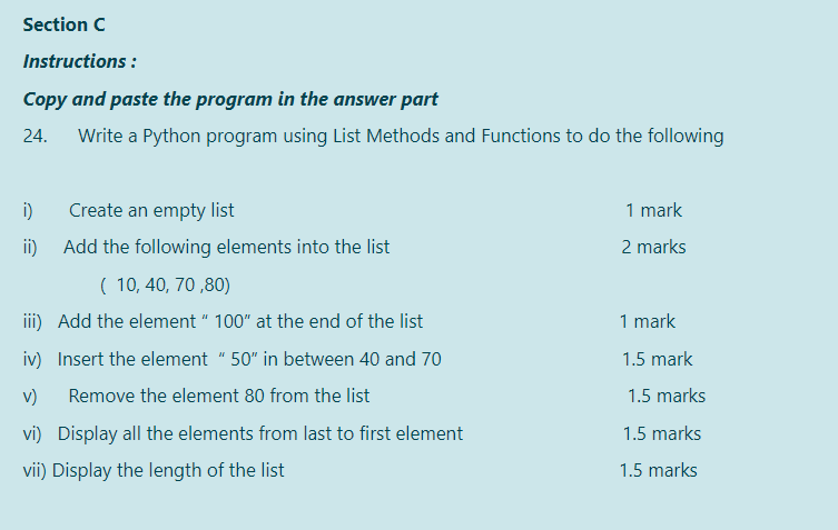Solved Section C Instructions: Copy and paste the program in | Chegg.com