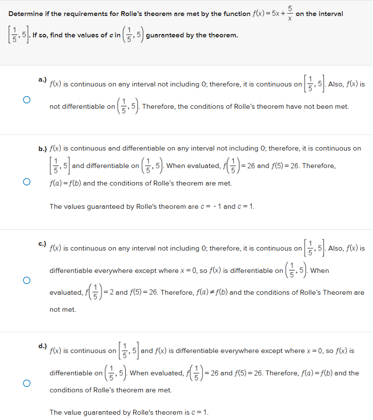 Solved Determine if the requirements for Rolle's theorem are | Chegg.com