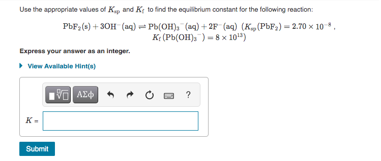 Solved Use the appropriate values of Ksp and Kf to find the | Chegg.com