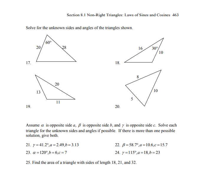 Solved Section 8.1 Non-Right Triangles: Laws of Sines and | Chegg.com
