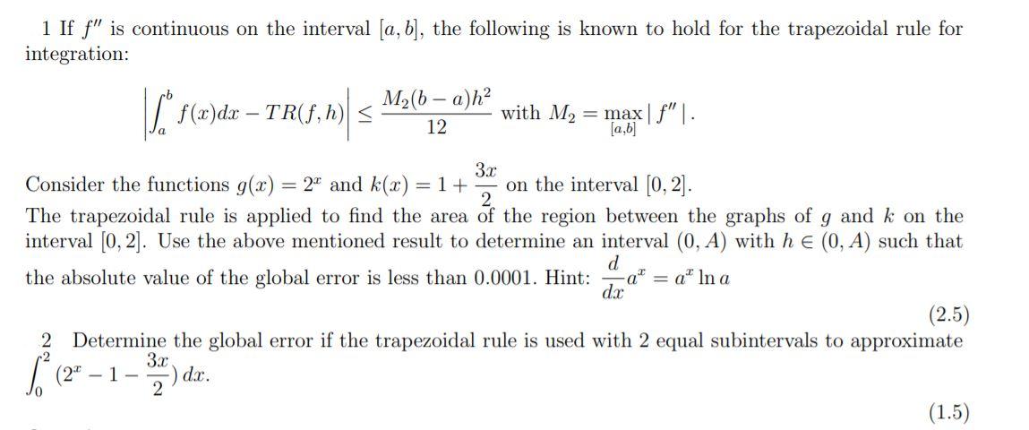 Solved 1 If f" is continuous on the interval (a, b), the | Chegg.com