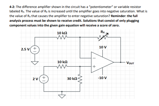 Solved 4-2: The difference amplifier shown in the circuit | Chegg.com